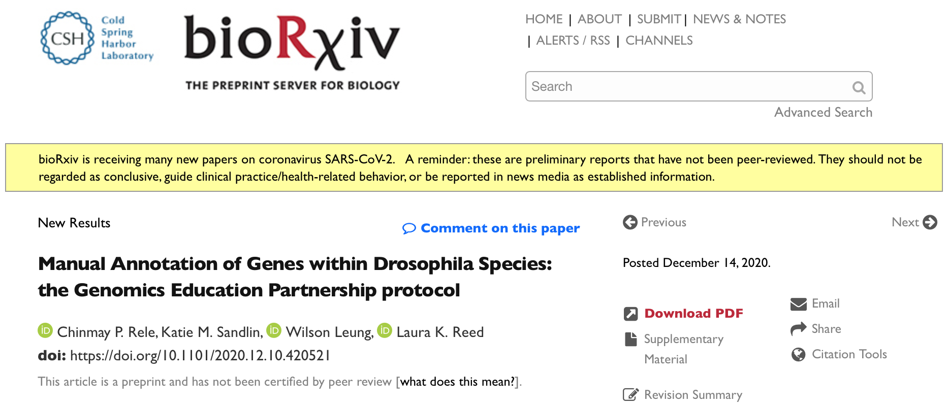 GEP Annotation Protocol Preprint | Genomics Education Partnership